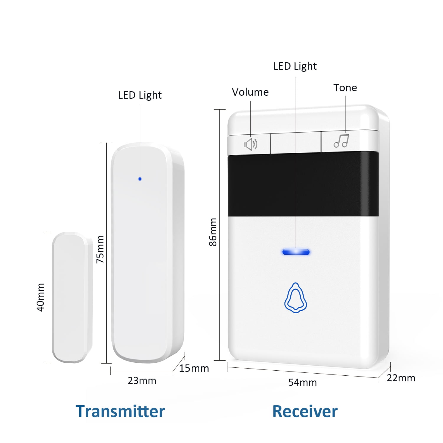 AKOYU Door Alarm Sensor Chime, 700ft Wireless Door Window Sensor with ...