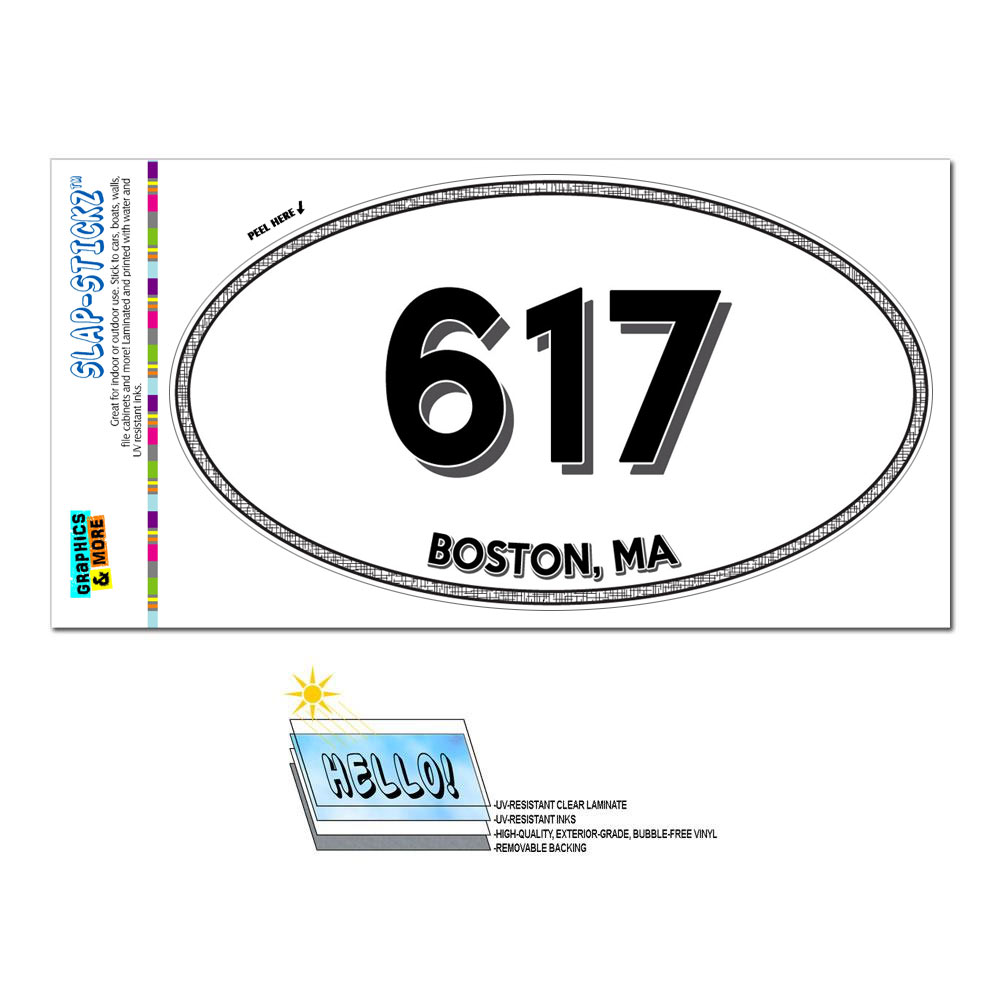 617 - Boston, MA - Massachusetts - Oval Area Code Sticker - Walmart.com