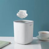 White Pink Blue Small Round Trash Can 5.91 Plastic Waste Bin with Non ...