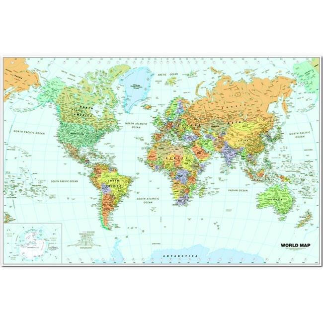 House of Doolittle 082078 Laminated Write And Wipe World Map With Wet ...