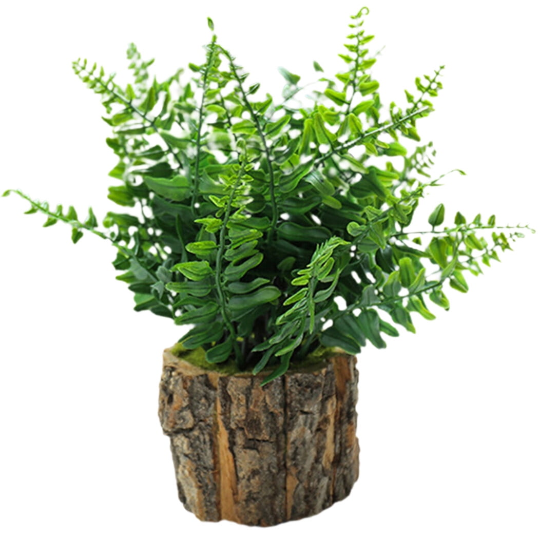 Planta falsa Planta realista: Maceta de madera Planta artificial ...