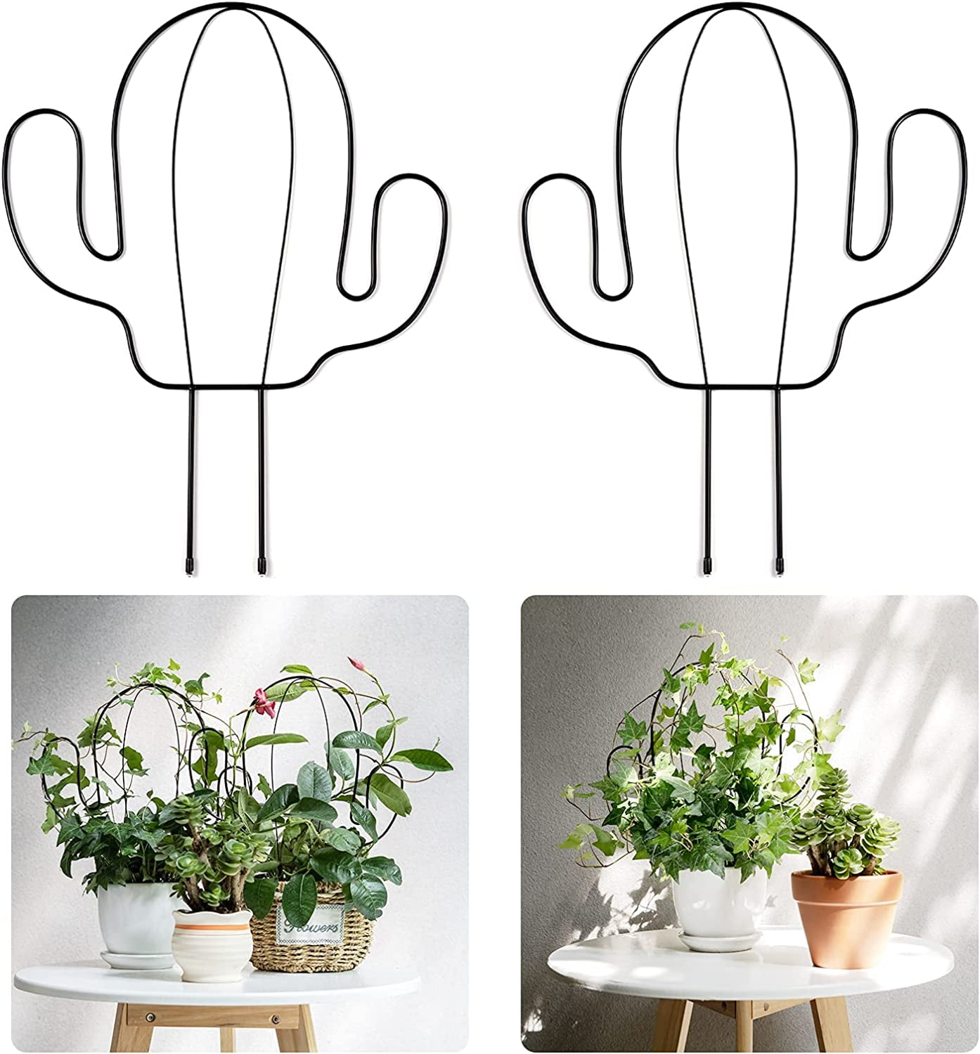 2PCS Metal Garden Trellis,Cactus-Shaped Support for Garden Plant ...