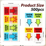 500pcs Sign Here Stickers, 4 Colored Sticky Labels, Plastic Adhesive ...