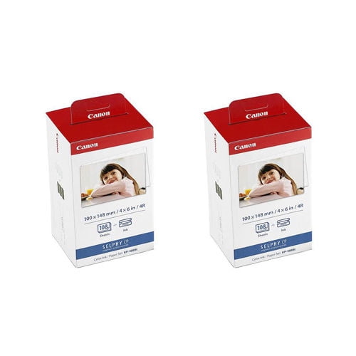2 Canon KP 108IN Color And 4x6 Paper Set For SELPHY CP1200 Printer