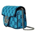 Gucci Flap Marmont Matelasse Blue Printed Canvas Shoulder Bag 443497 ...