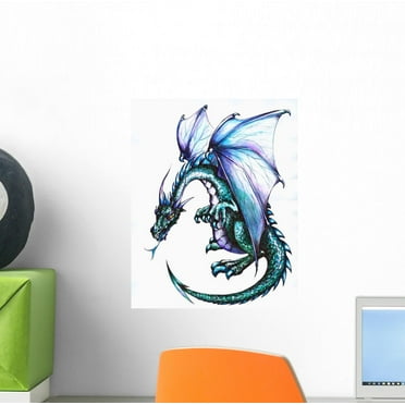 Blue Dragon Flying out Wall Decal Sticker by Wallmonkeys Vinyl Peel and ...