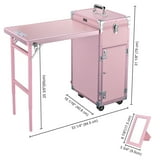 Byootique Portable Pink Trolley, Makeup Train Case, Nail Desk Mobile ...