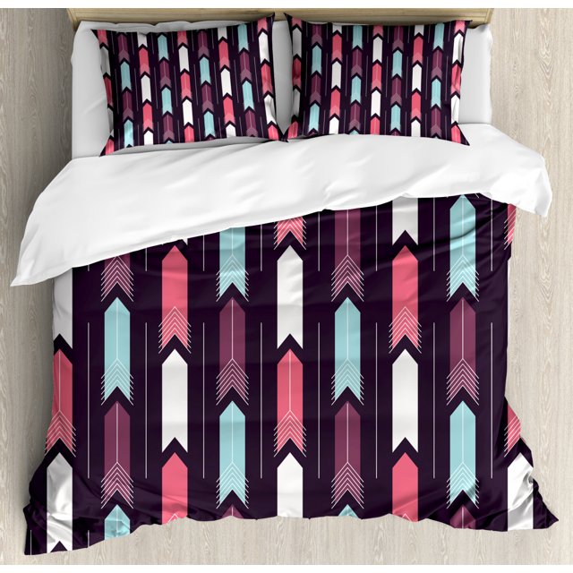 Arrow Duvet Cover Set King Size, Modern Streaks and Bands Vertically Pointing Upwards ...