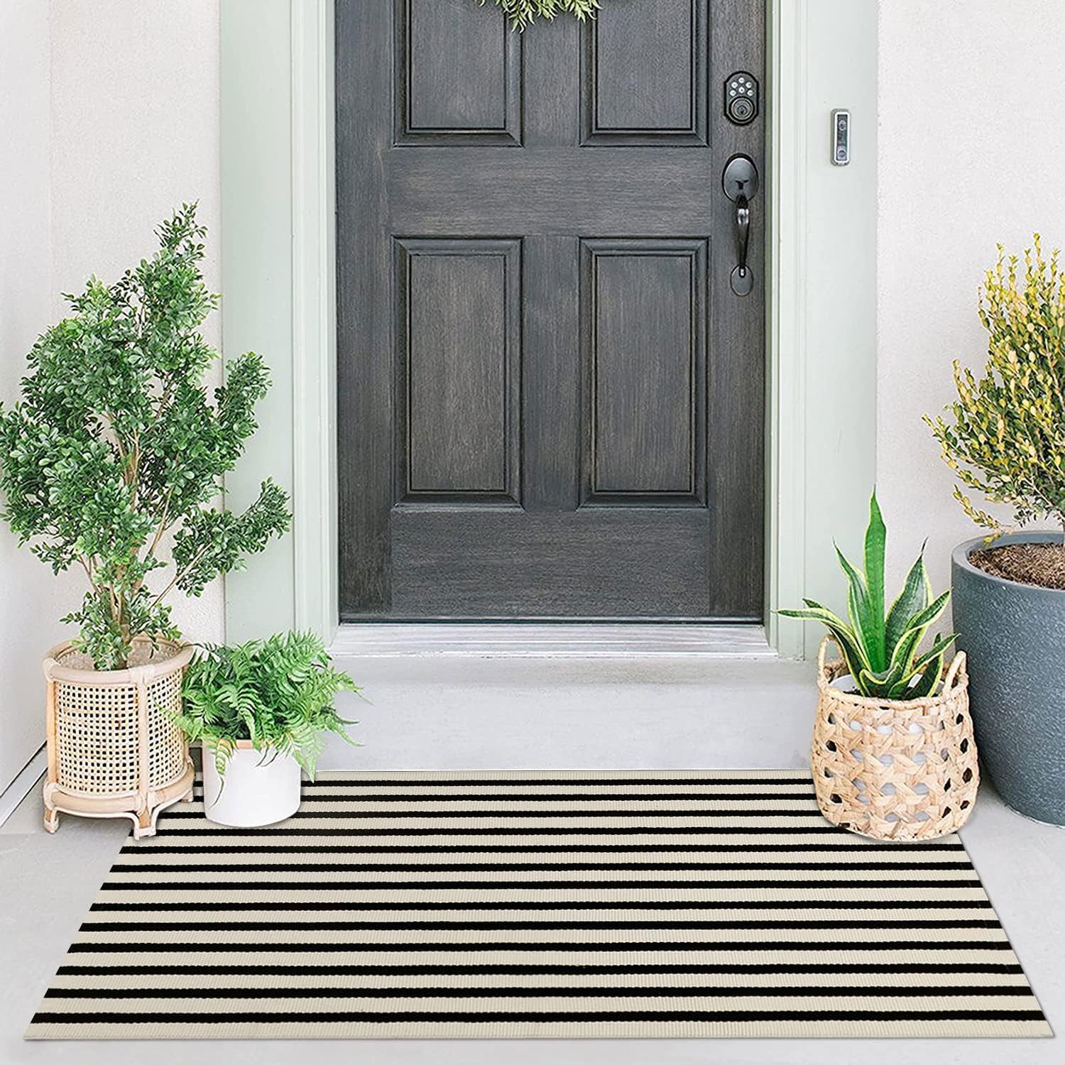 Click here for Siabc-Black And Beige Front Door Mat Outdoor Cotto... prices