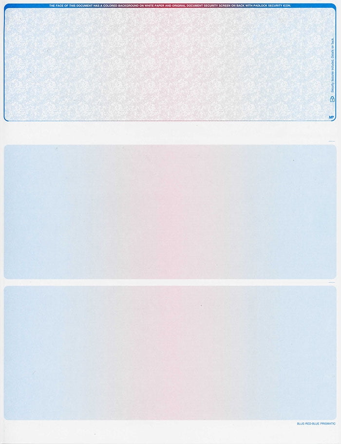 500 Blank Computer Checks on Top- Prismatic Blue/Red/Blue - Walmart.com