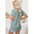 Casual Women's Beau Blue Textured V Neck T Shirt – Summer Essential for ...