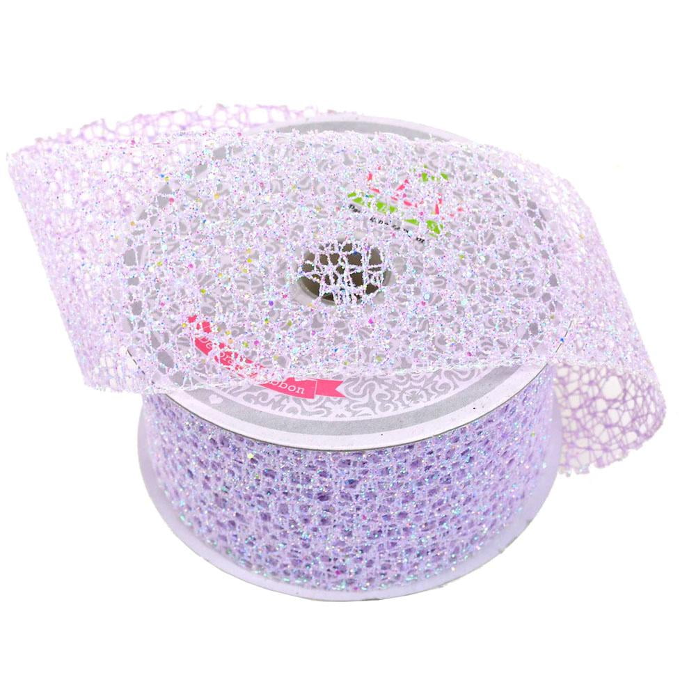 Glitter Web Mesh Ribbon, 2-Inch, 10 Yards, Lavender - Walmart.com