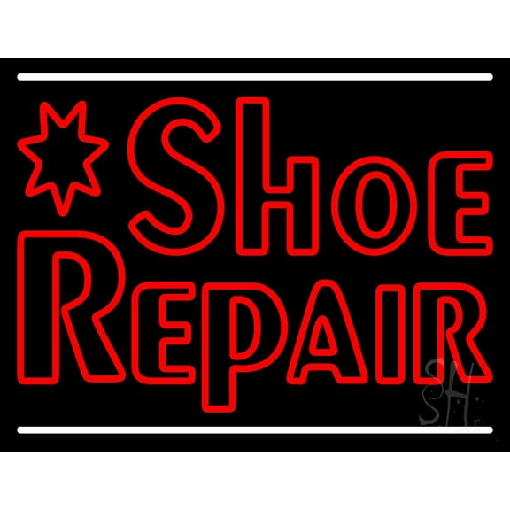 Pink Shoe Repair LED Neon Sign 13 x 24 - inches, Black Square Cut ...