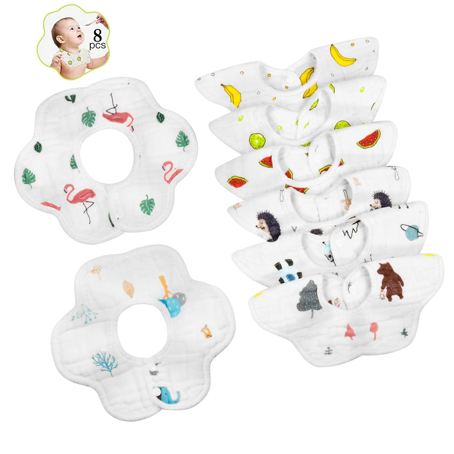 Click here for Babarla 8 Pcs Infant Neck Bibs Breathable Drool Bi... prices