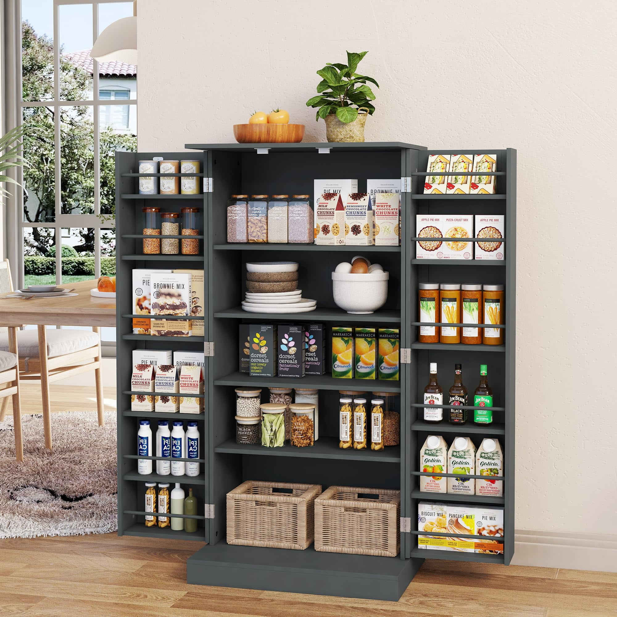Yusong 47 Ihcn Tall Kitchen Pantry Storage Cabinet with Doors and ...