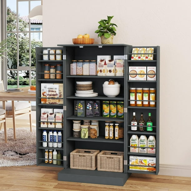 Yusong 47 Ihcn Tall Kitchen Pantry Storage Cabinet with Doors and ...
