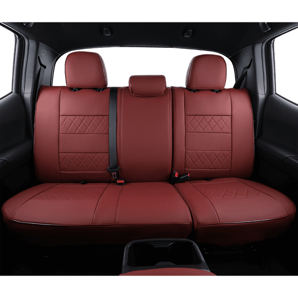 EKR Custom Fit Tacoma Car Seat Covers for Select Toyota Tacoma 2024 2025 XtraCab SR SR5 TRD PreRunner Leather 2 seat Burgundy Walmart Business Supplies