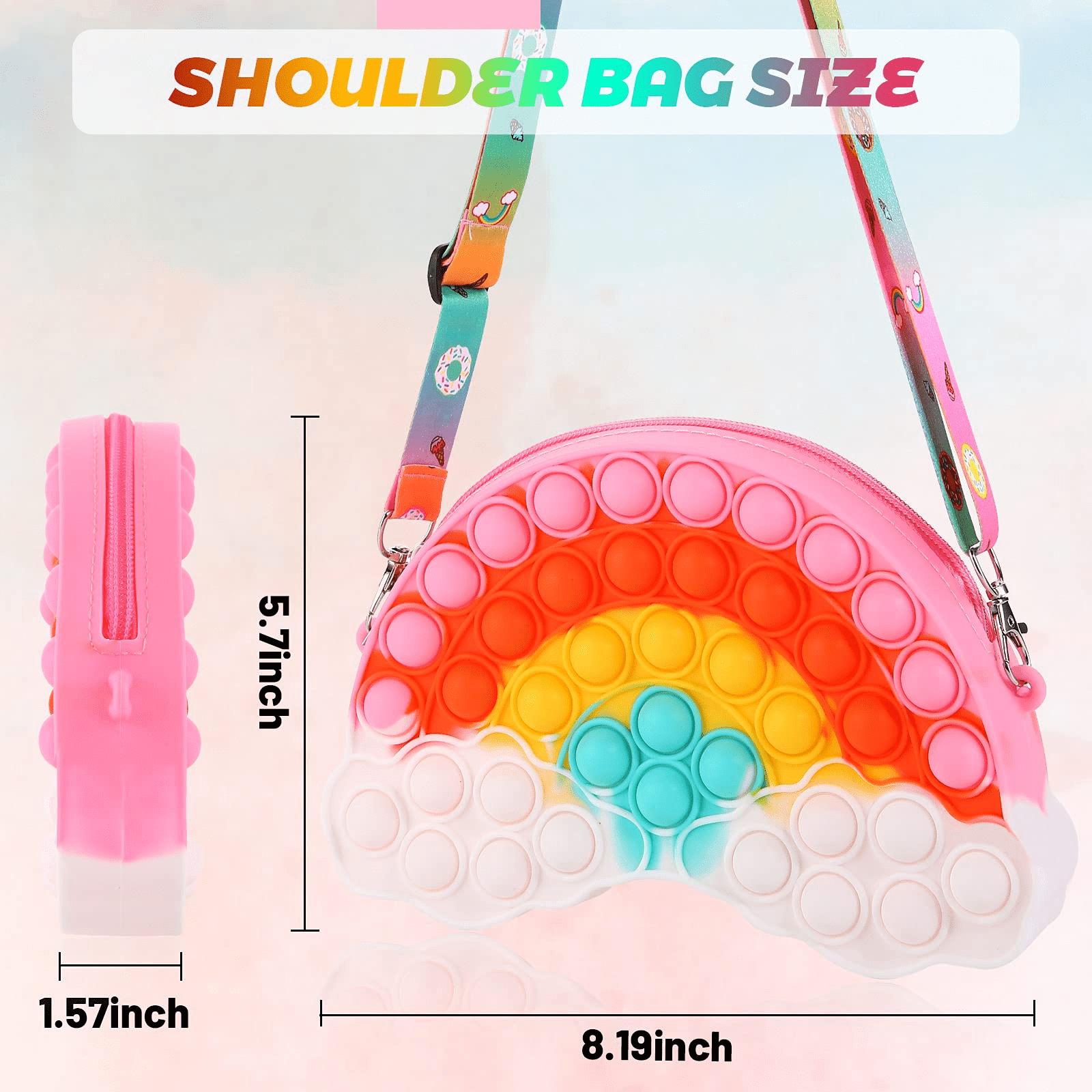 Buy SCIONE Pop Fidget Toys Shoulder Bag- Rainbow Pop Fidgets Bag Purse ...