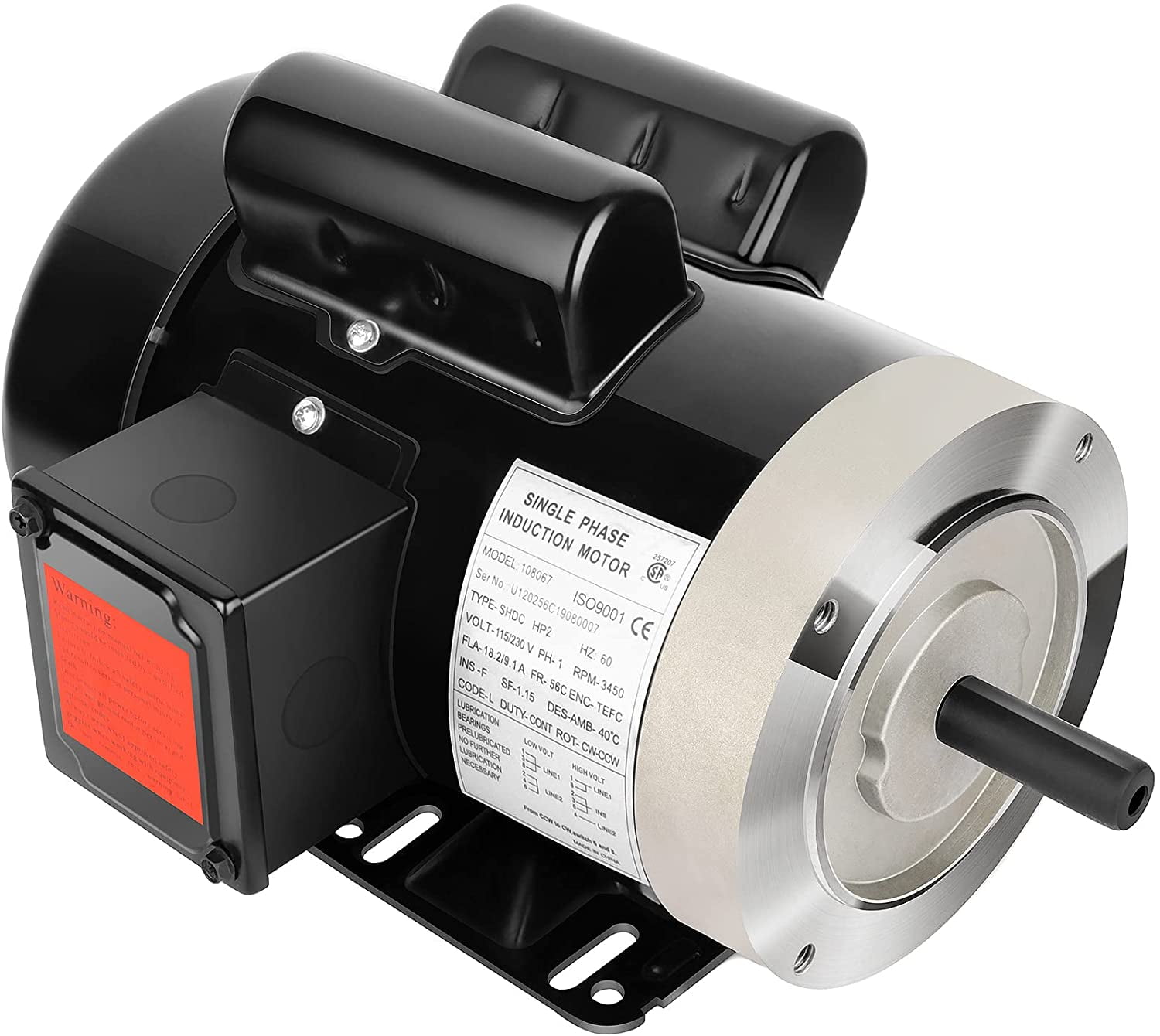 2HP Electric Motor 3450 RPM General Purpose Single Phase Motor 56C ...