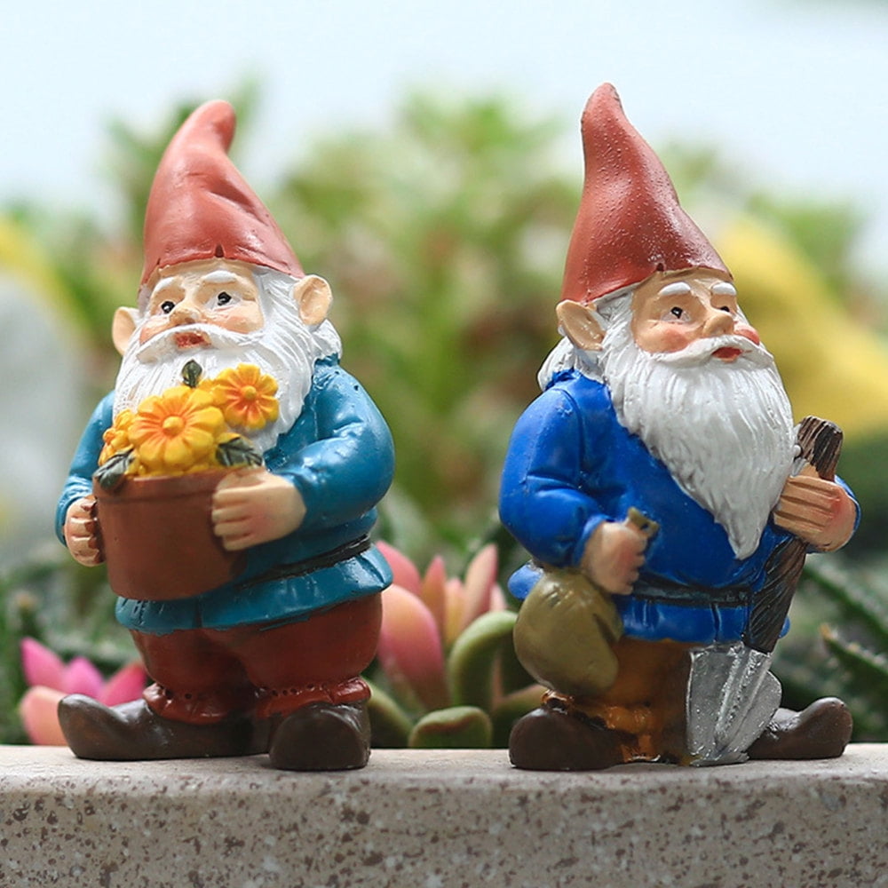 4 Pcs Miniature Garden Gnome Figurines Mini Gnomes Dwarfs Durable Resin ...