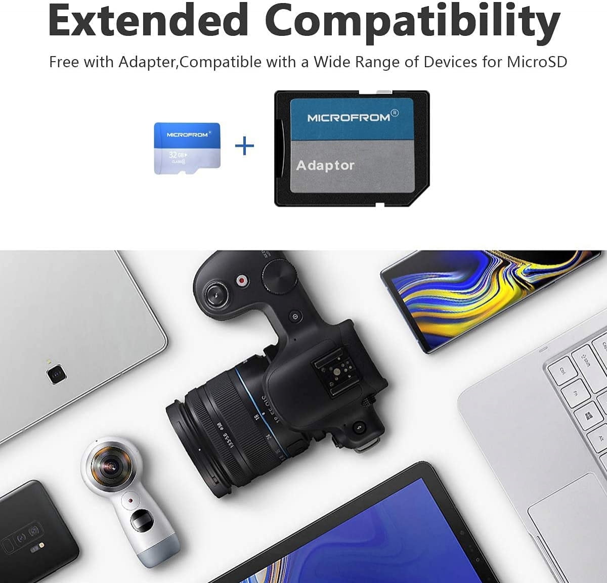 MICROFROM 32GB SD Card FAT32 SD Cards with Adapter, Flash Memory Card ...