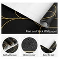 "Abyssaly Black Gold Peel & Stick Wallpaper, 17.7""x78.7"", Self ...