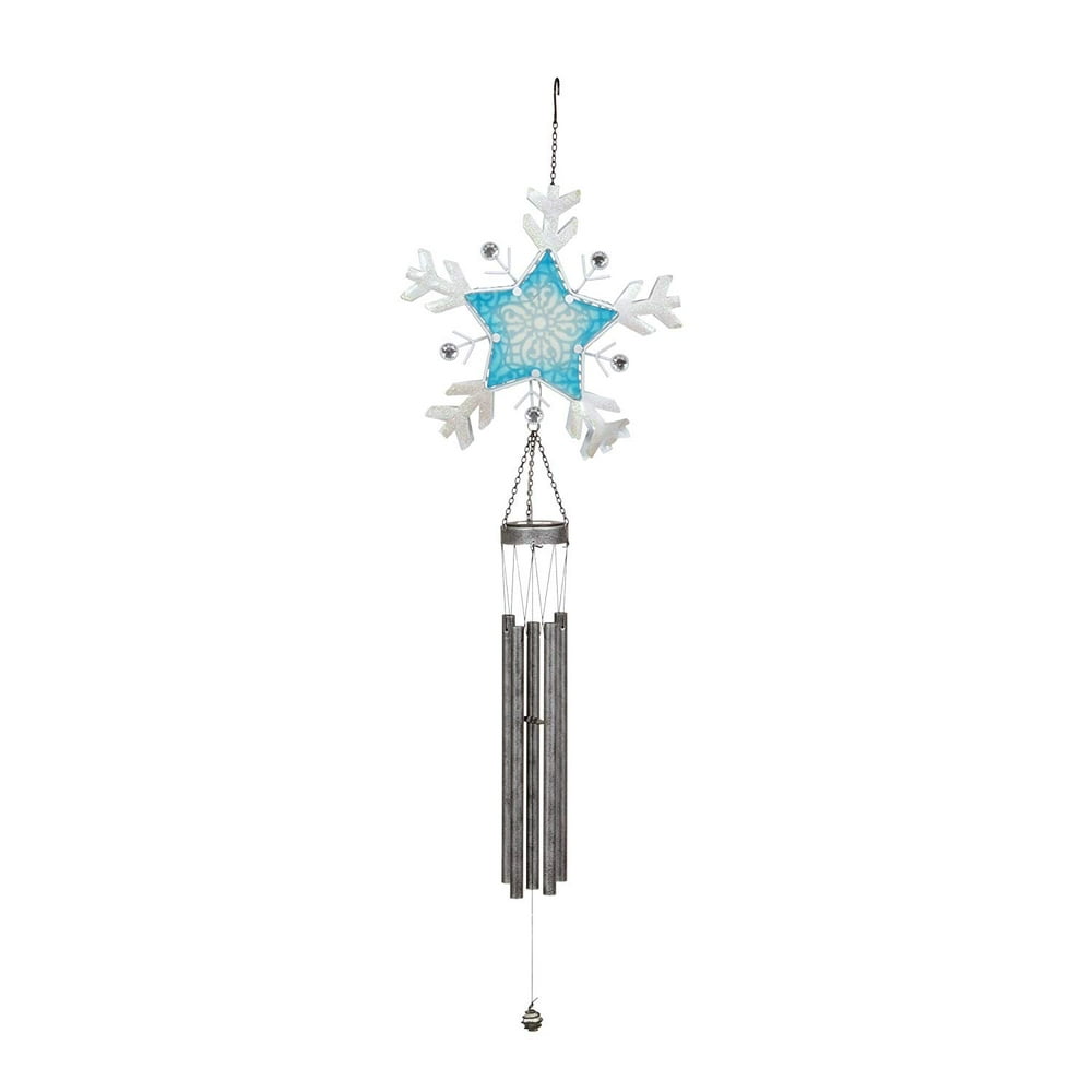 Moonrays 97034 Solar Outdoor Winter Snowflake Wind Chime - Walmart.com ...