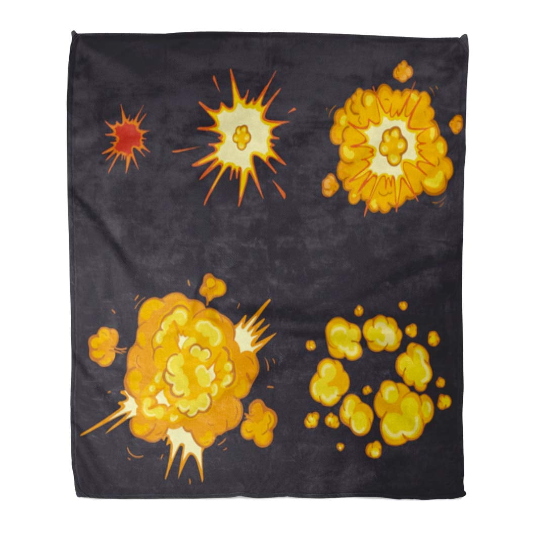 KDAGR Flannel Throw Blanket Boom Cartoon Explosion Animation Frames for ...