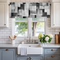 Abstract Block Valance Curtain 1 Panel, Minimalist Black Gray ...