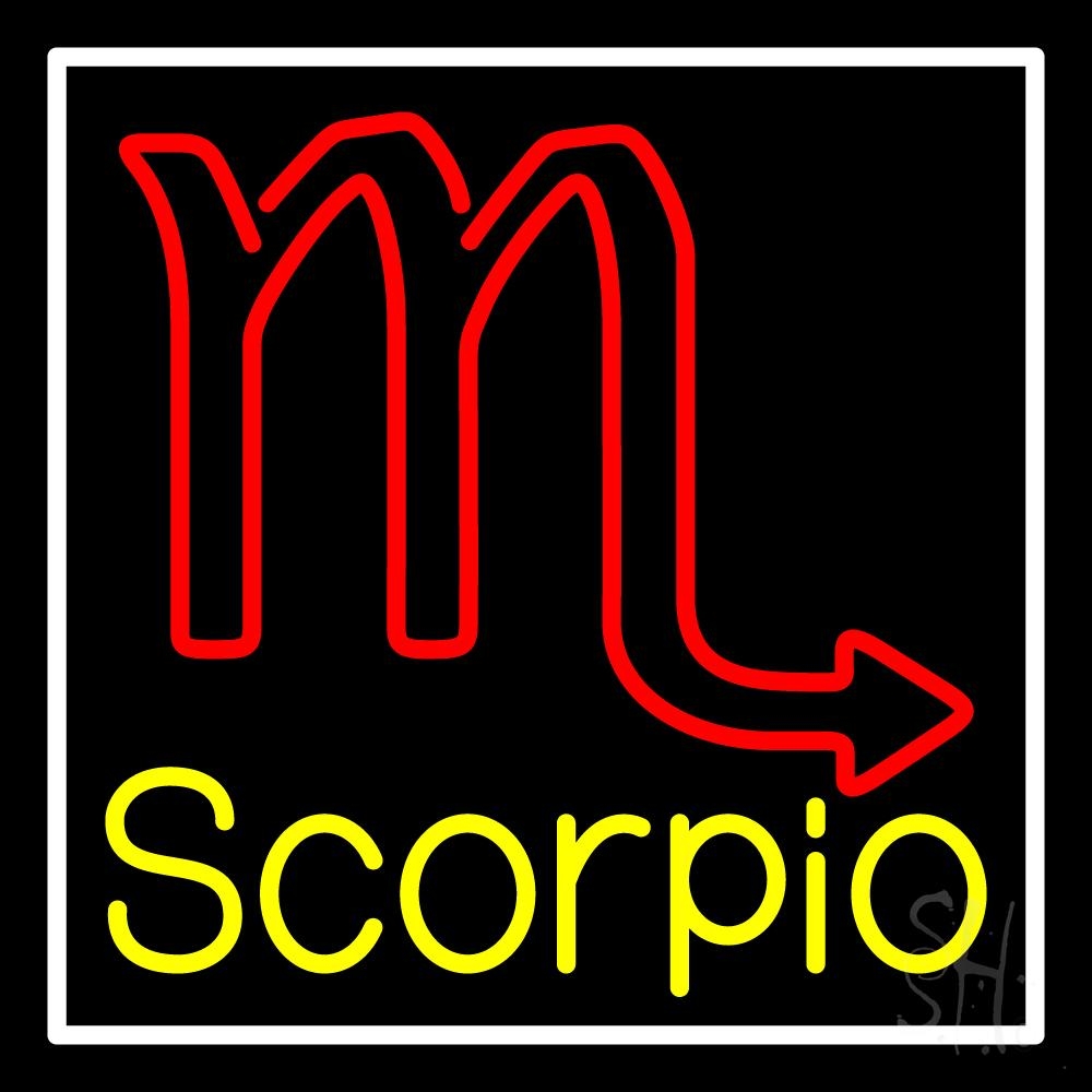 Scorpio Zodiac White Border LED Neon Sign 24" Tall x 24" Wide - inches ...