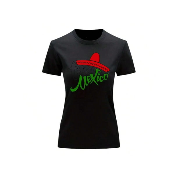 Playera De Viva Mexico Con Sombrero Charro Fiestas Patrias SeptiembreIndependencia Color Negro ...