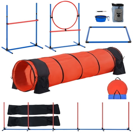 PawHut Puppy Backyard Set: 4PC Obstacle Dog Agility Training Course ...