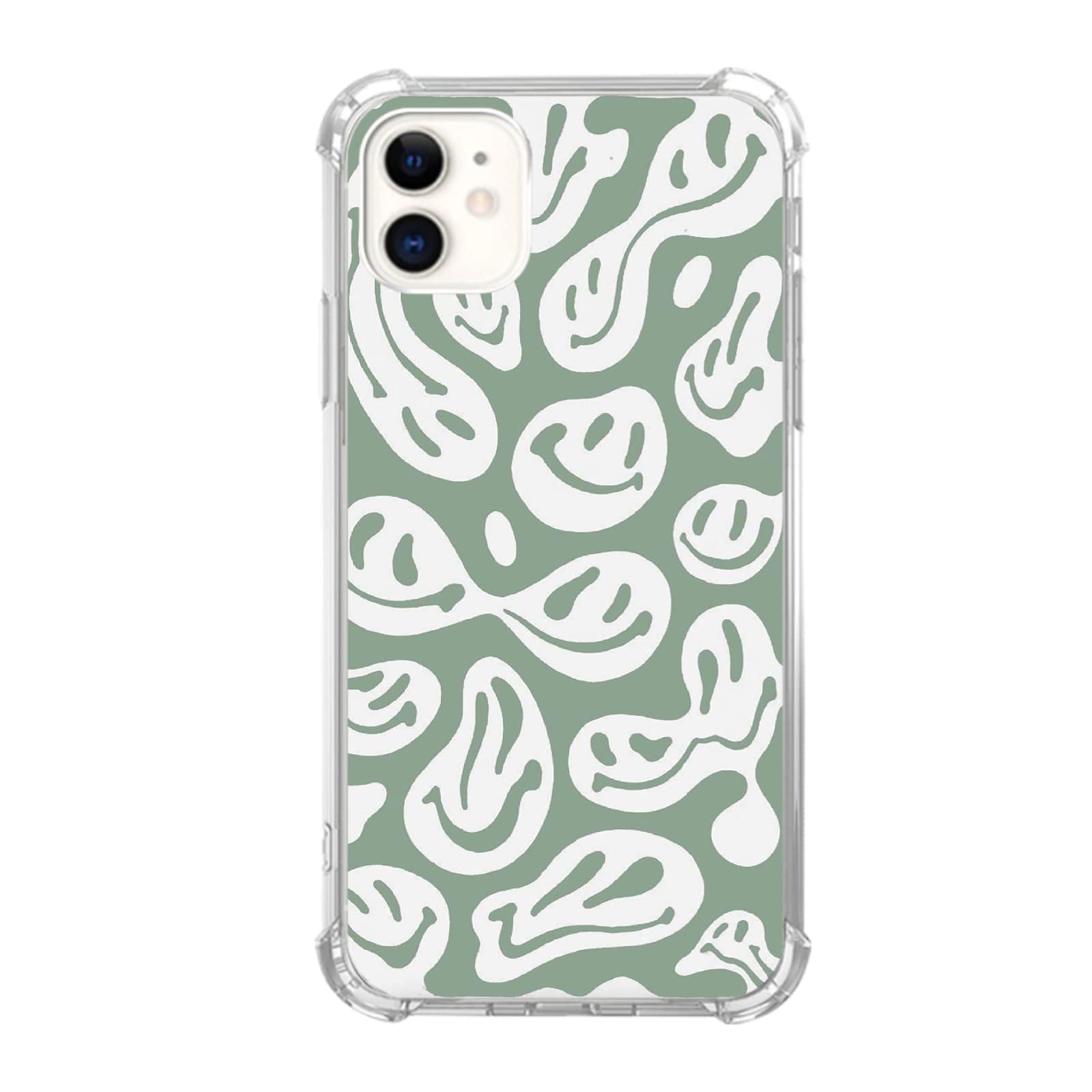 Green Smiley Face Case Compatible with iPhone 11,Unique Trendy Design ...