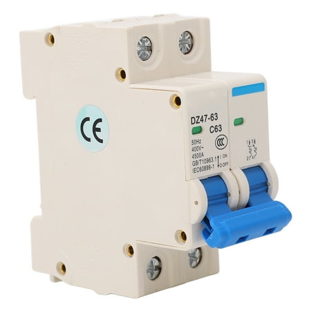 Residual Current Circuit Breakers, PA66 Nylon Flame Retardant 63A AC 400V DIN Rail Mount Mini ...