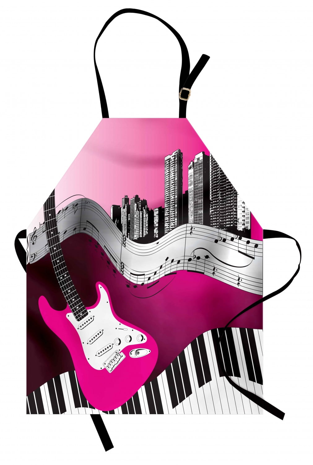 Music Apron Bass Guitar Keyboard Urban Rock Backdrop Rhythm of City ...