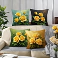 4Pcs, a light luxury romantic pillow cover with a yellow rose theme ...