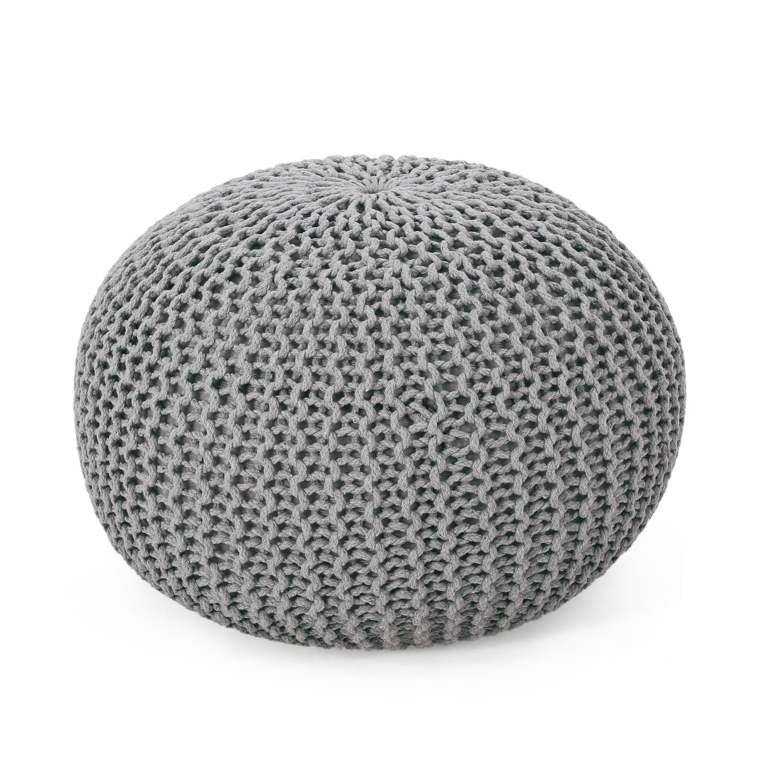 GDF Studio Light Gray Cotton Round Pouf - Walmart.com