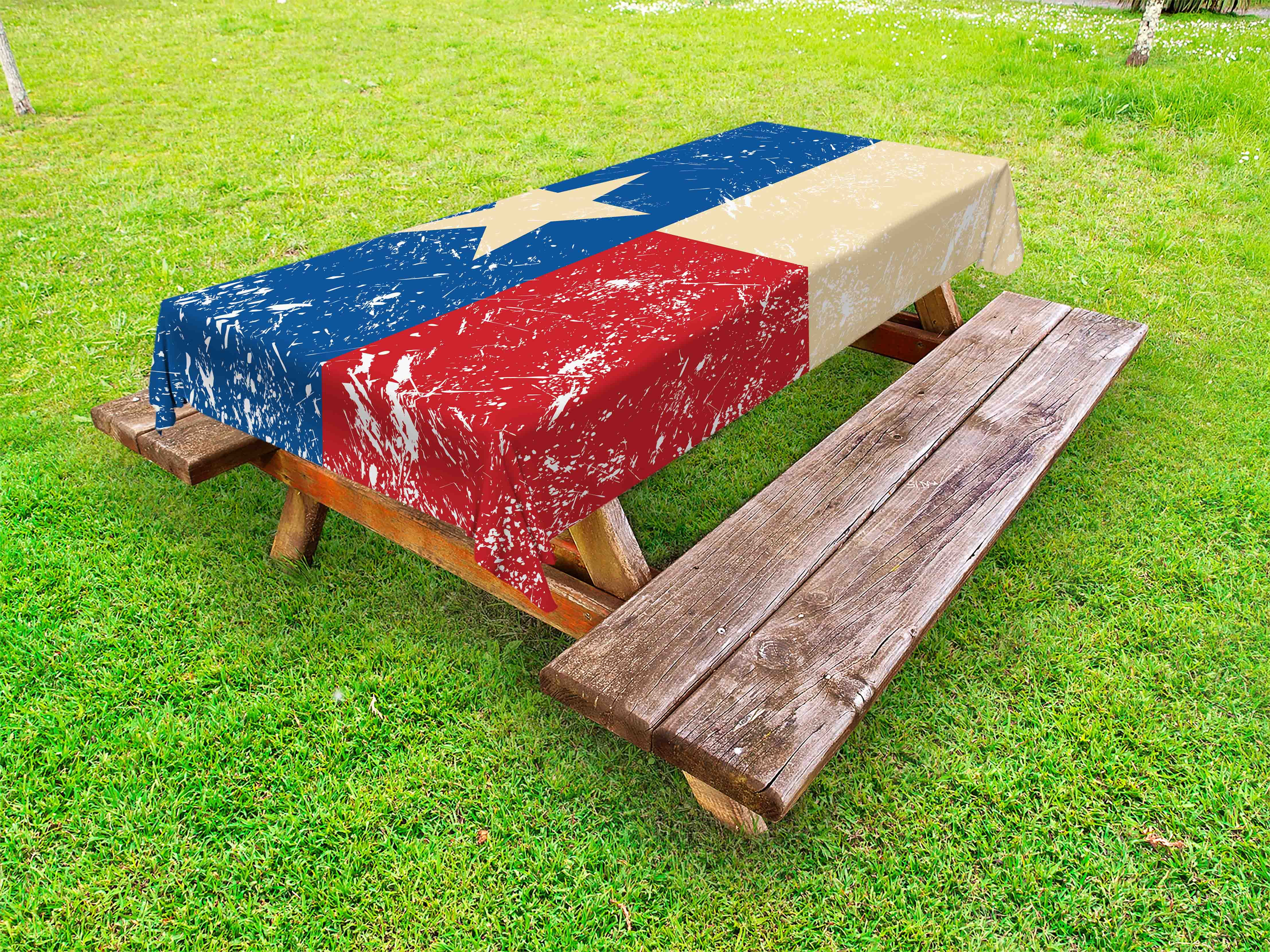 Texas Star Outdoor Tablecloth, Grunge Flag Illustration with Lone Star ...