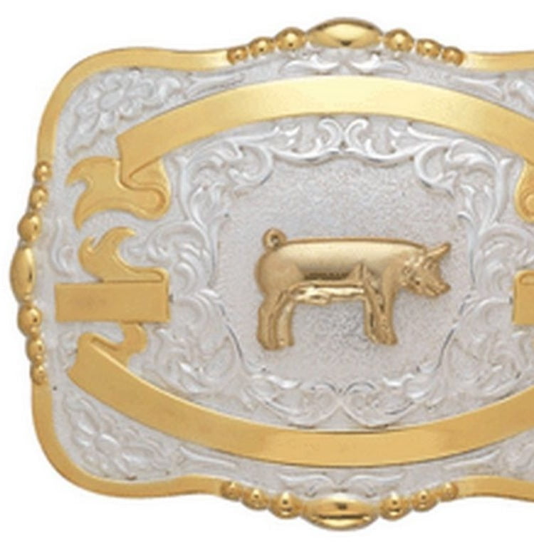 Crumrine 38450 Rectangle Ribbons Show Pig Buckle - Medium - Walmart.com