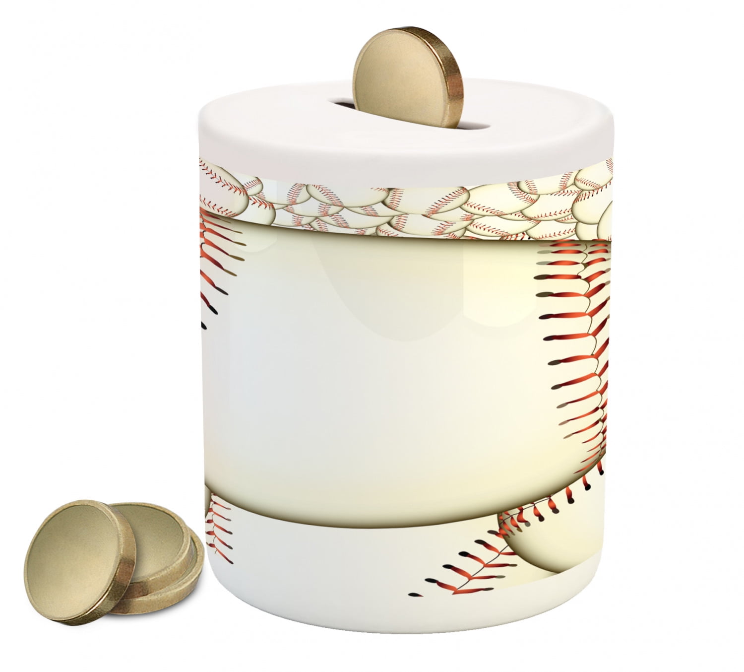 Baseball Piggy Bank, Pattern of Baseball Balls Background Home Run ...