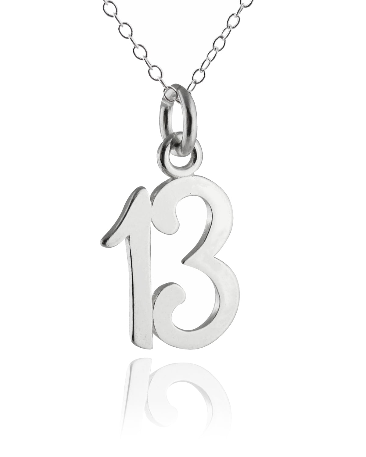 Sterling Silver Number 13 Thirteen Charm Necklace, 18" Chain - Walmart.com