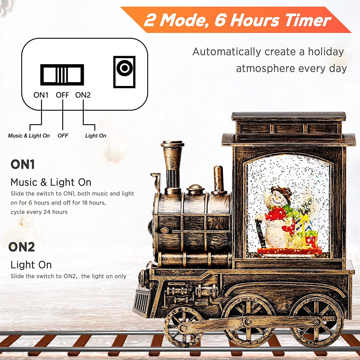 Buy Famistar Christmas Snow Globe Lantern Train with Santa Sleigh ...