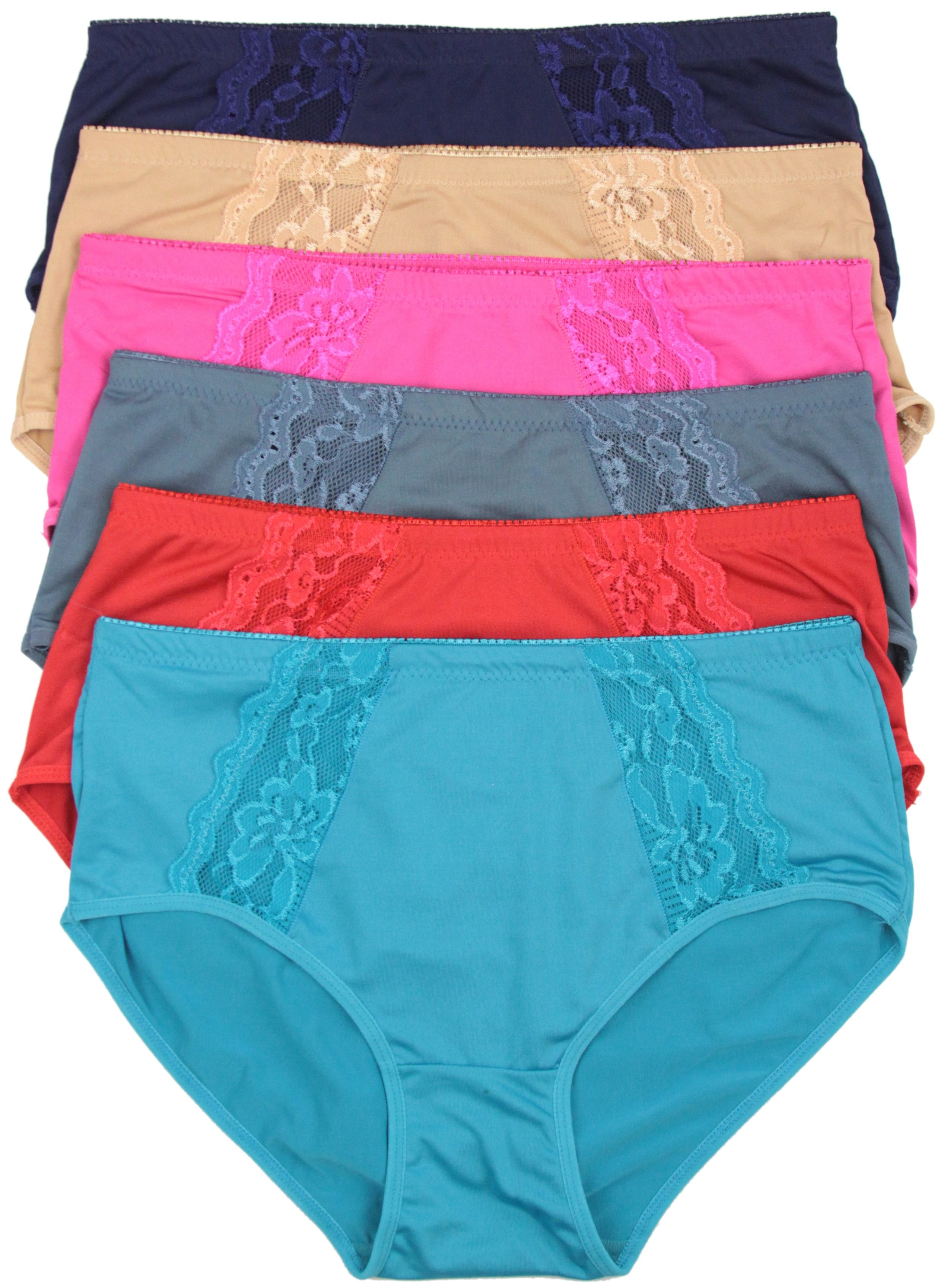 ToBeInStyle Women's Pack of 6 Dual Front Lace Detail High Waisted ...