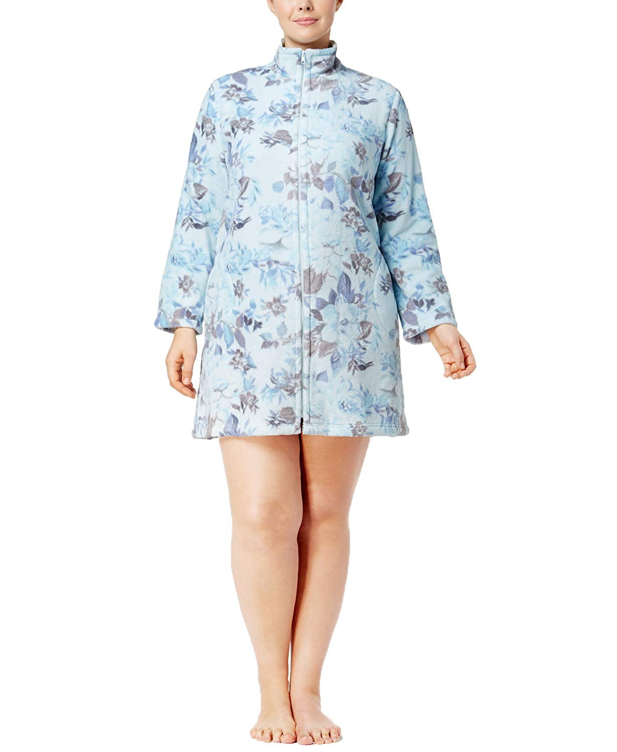 Miss Elaine Miss Elaine Womens Plus Size Fleece Floral Print Short