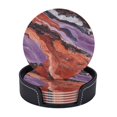 6-Piece Set Of Round Coasters Water-Resistant Leather Double-Sided Non ...