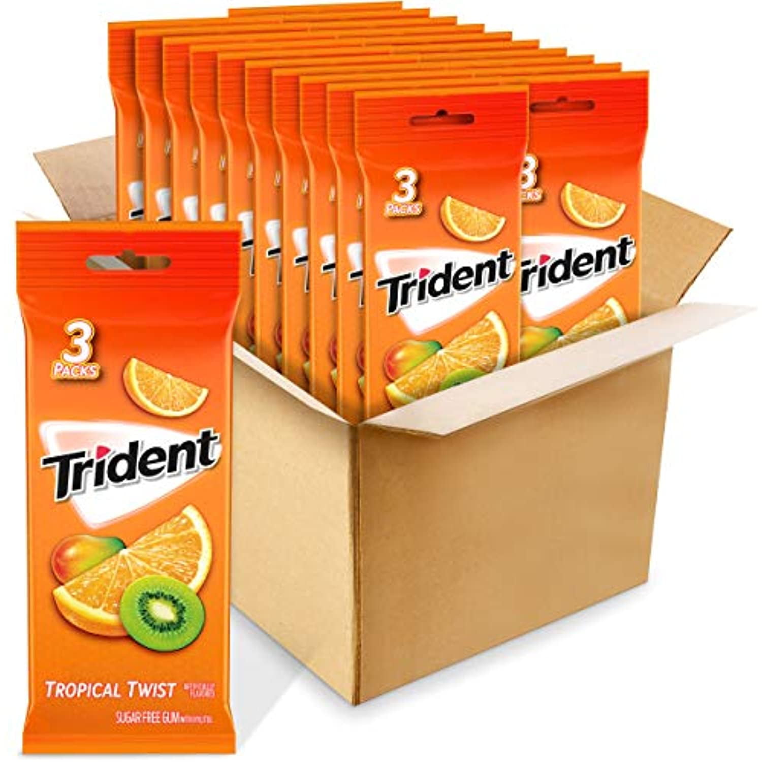 Trident Tropical Twist Sugar Free Gum, 60 Packs Of 14 Pieces (840 Total ...