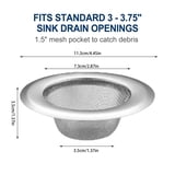 GARENAS Kitchen Strainer Food Catcher for Most Drains Stainless Steel 2 ...