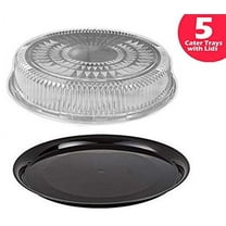 Avant Grub 12 inch Round Black Plastic Serving Platters with Lids ...