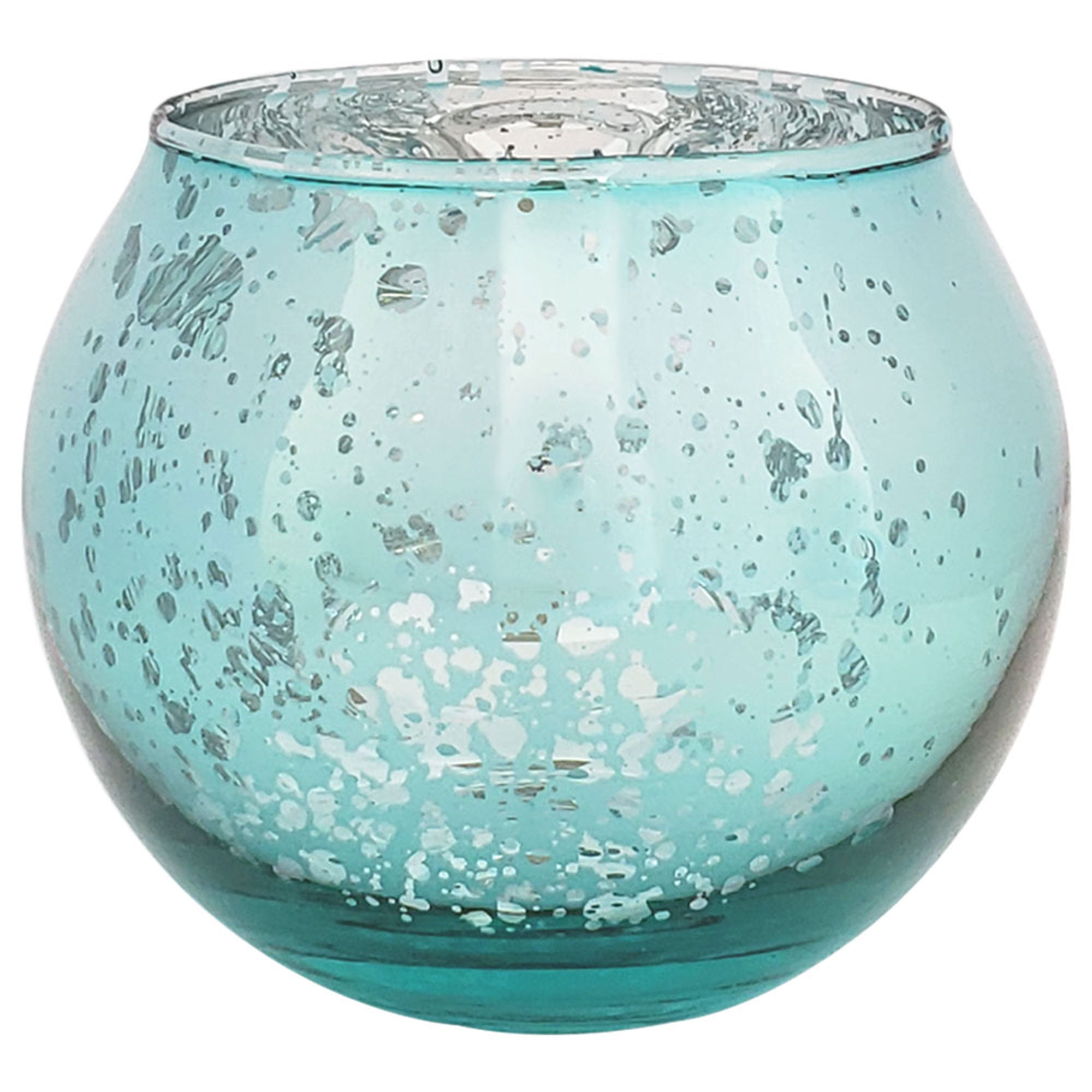 Just Artifacts 2 Inch Speckled Aqua Round Mercury Glass Votive Candle