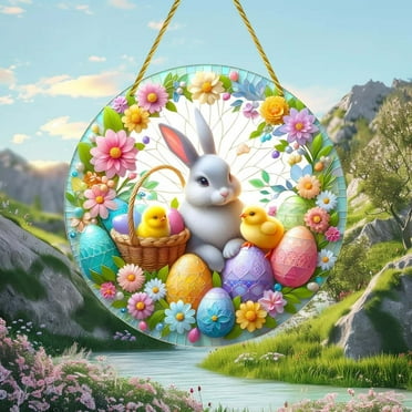 Michellecmm Easter Suncatchers Cute Bunny Window Hangings Indoor ...
